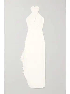 Halston Draped Crepe Halterneck Gown