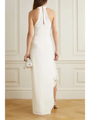 Halston Draped Crepe Halterneck Gown