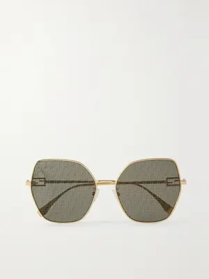Fendi Hexagon-frame Sunglasses - Gold