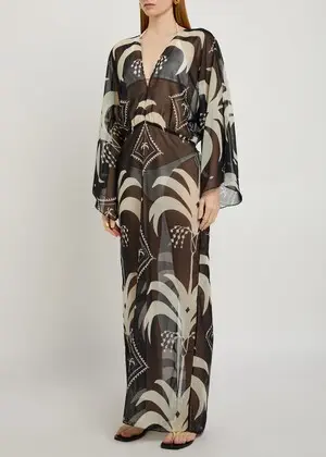 Johanna Ortiz Patterned Georgette Maxi Kaftan