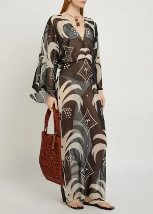 Johanna Ortiz Patterned Georgette Maxi Kaftan