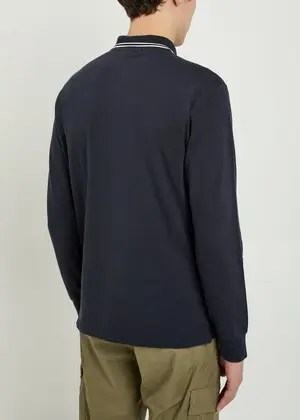 Stone Island Logo-appliquéd Piqué Stretch-cotton Polo Shirt - Navy