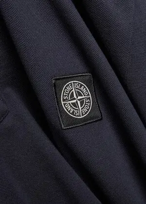 Stone Island Logo-appliquéd Piqué Stretch-cotton Polo Shirt - Navy