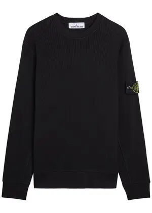 Stone Island Waffle Knit Cotton Jumper - Black