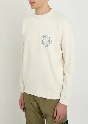 Stone Island Logo-print Cotton Sweatshirt - Ivory