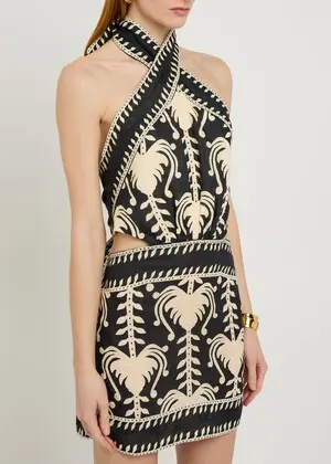 Johanna Ortiz Patterned Linen Mini Dress