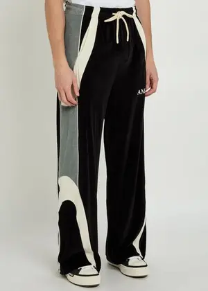 Amiri Colour-blocked Velour Track Pants