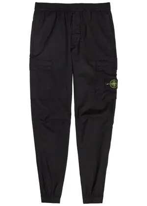 Stone Island Stretch-cotton Cargo Trousers - Black