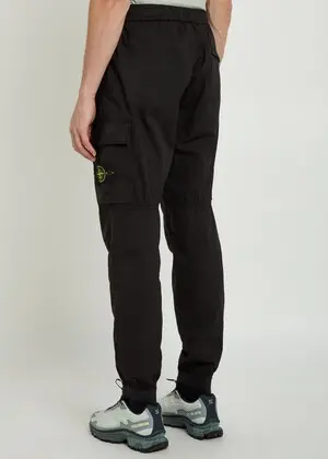Stone Island Stretch-cotton Cargo Trousers - Black
