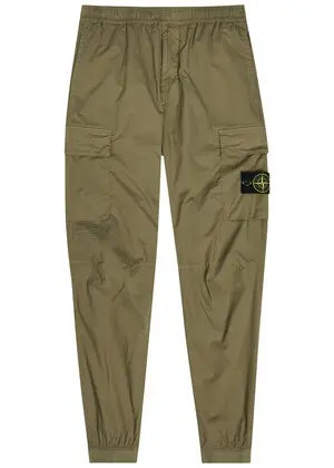 Stone Island Stretch-cotton Cargo Trousers - Green