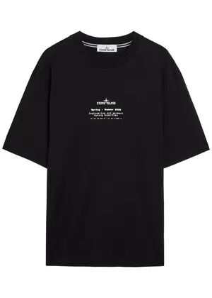 Stone Island Logo-print Cotton T-shirt - Black