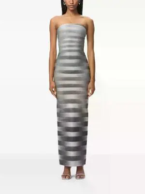 Herve Leger Striped Strapless Dress