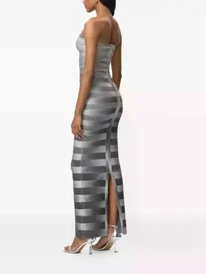 Herve Leger Striped Strapless Dress