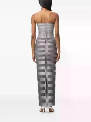 Herve Leger Striped Strapless Dress