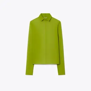 Tory Burch Silk Collared Top - Leaf Green