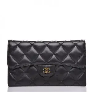 Chanel Flap Wallet Diamond Quilted Large - Black