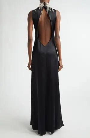 Alexander McQueen Chain Mail Open Back Satin Gown