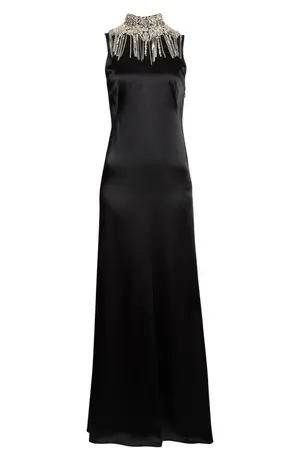 Alexander McQueen Chain Mail Open Back Satin Gown