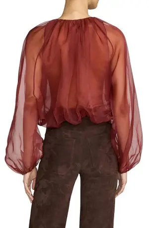 FRAME Sheer Silk Top - Paprika