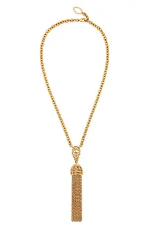 Oscar De La Renta Rattan Chandelier Pendant Necklace - Gold