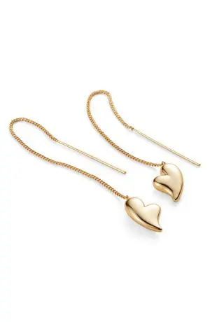 Jenny Bird Puffy Heart Threader Earrings - High Polish Gold