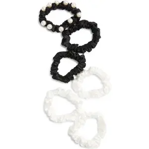 Chelsea28 Set Of Six Satin Ponytail Holders - Black/white