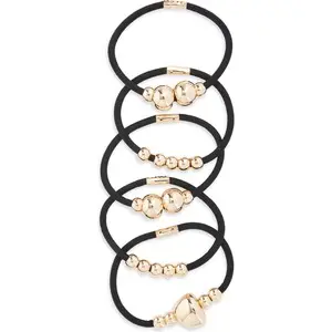 Chelsea28 Beaded Ponytail Holder Set - Black- Gold
