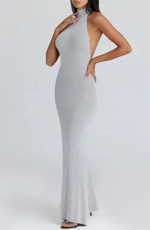 House Of Cb Nova Halter Open Back Mermaid Gown