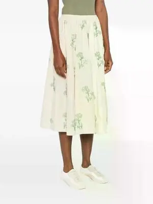 Maje Floral A-line Midi Skirt