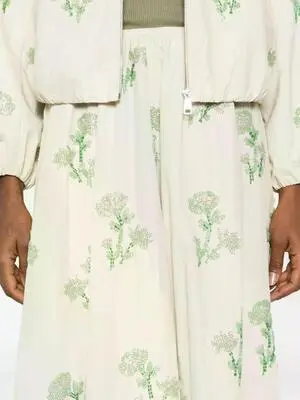 Maje Floral A-line Midi Skirt