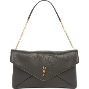 Saint Laurent Cassandre Leather Shoulder Bag - Noir