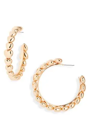 OPEN EDIT Puffy Heart Hoop Earrings - Gold