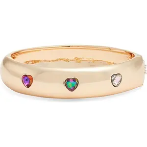 OPEN EDIT Faceted Heart Hinged Bangle Bracelet - Rainbow- Gold
