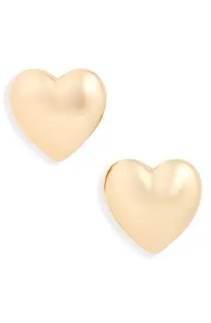 OPEN EDIT Puffy Heart Stud Earrings - Gold
