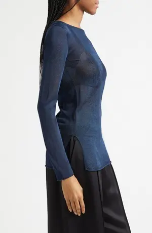 EMILY DAWN LONG Intarsia Knit Bra Sweater