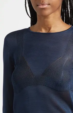 EMILY DAWN LONG Intarsia Knit Bra Sweater
