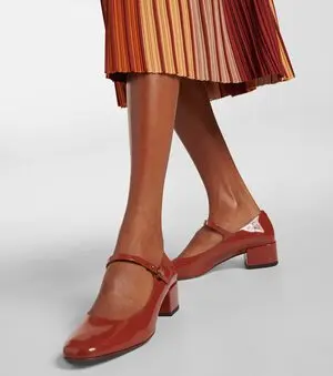 TOD'S Patent Leather Mary Jane Pumps - Brown