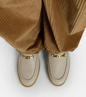 TOD'S Embellished Leather Loafers - White
