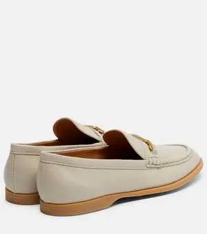 TOD'S Embellished Leather Loafers - White