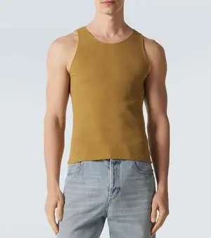 Saint Laurent Cassandre Cotton Tank Top - Beige