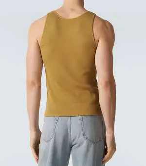Saint Laurent Cassandre Cotton Tank Top - Beige