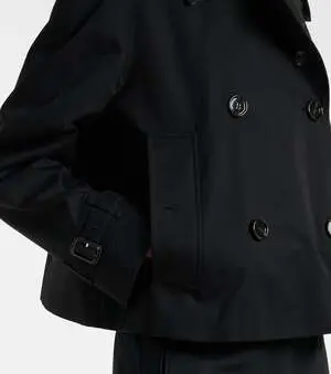 Burberry Cropped Cotton Gabardine Trench Jacket - Black