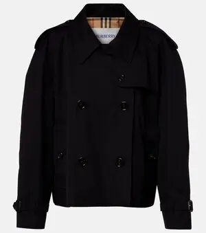 Burberry Cropped Cotton Gabardine Trench Jacket - Black