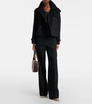 Burberry Cropped Cotton Gabardine Trench Jacket - Black