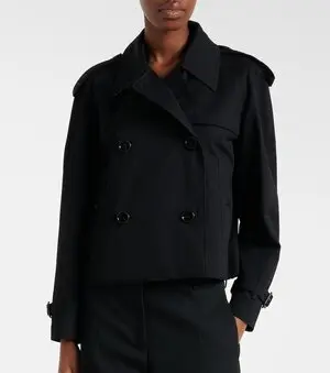 Burberry Cropped Cotton Gabardine Trench Jacket - Black