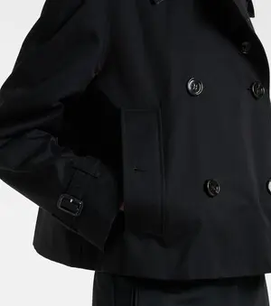 Burberry Cropped Cotton Gabardine Trench Jacket - Black