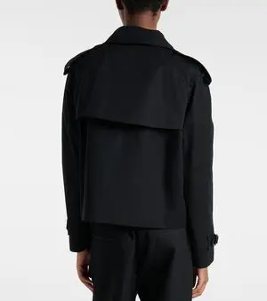 Burberry Cropped Cotton Gabardine Trench Jacket - Black
