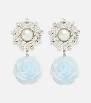 Magda Butrym Floral Appliqué Drop Earrings - Blue