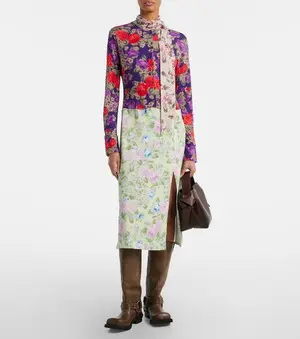 Acne Studios Dalmati Floral Midi Dress - Multicoloured