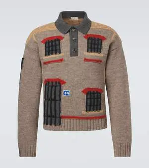 JW Anderson Embroidered Wool Polo Sweater